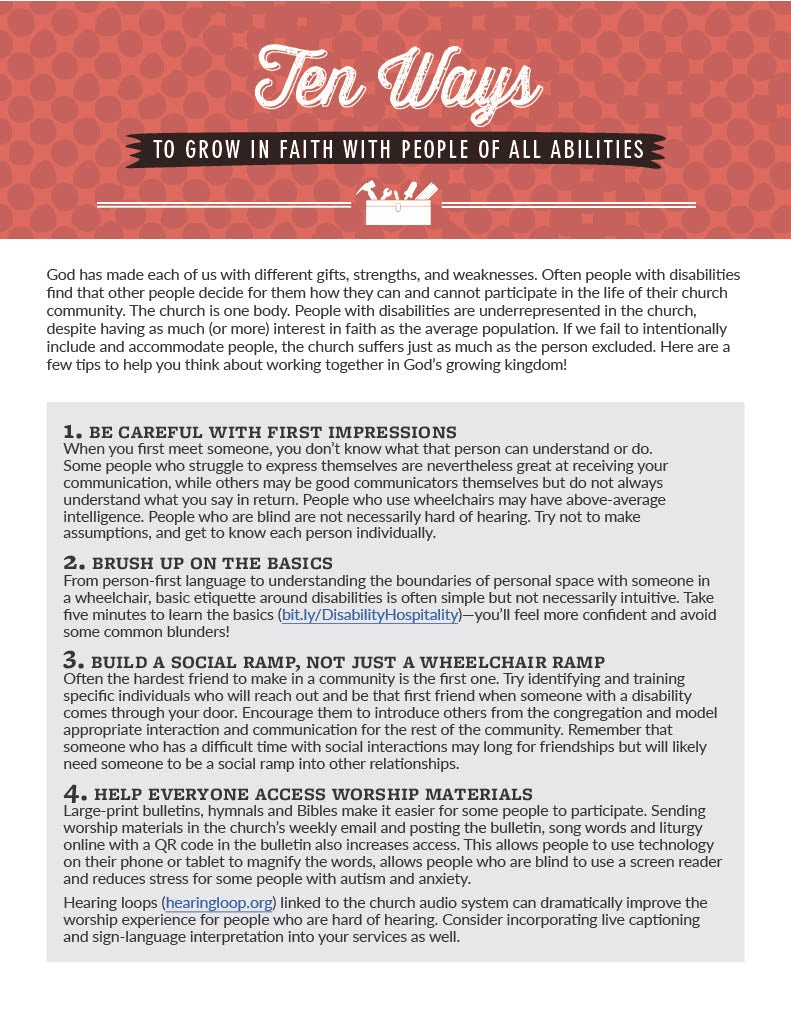 Ten Ways to Grow in Faith with People of All Abilities – Faith Alive ...